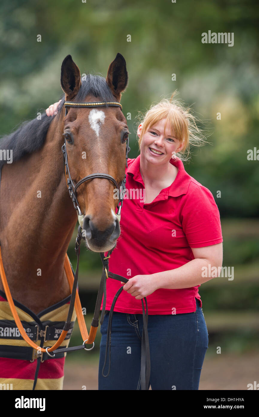former jockey and racehorse trainer Jess Westwood in Exford with horse ...
