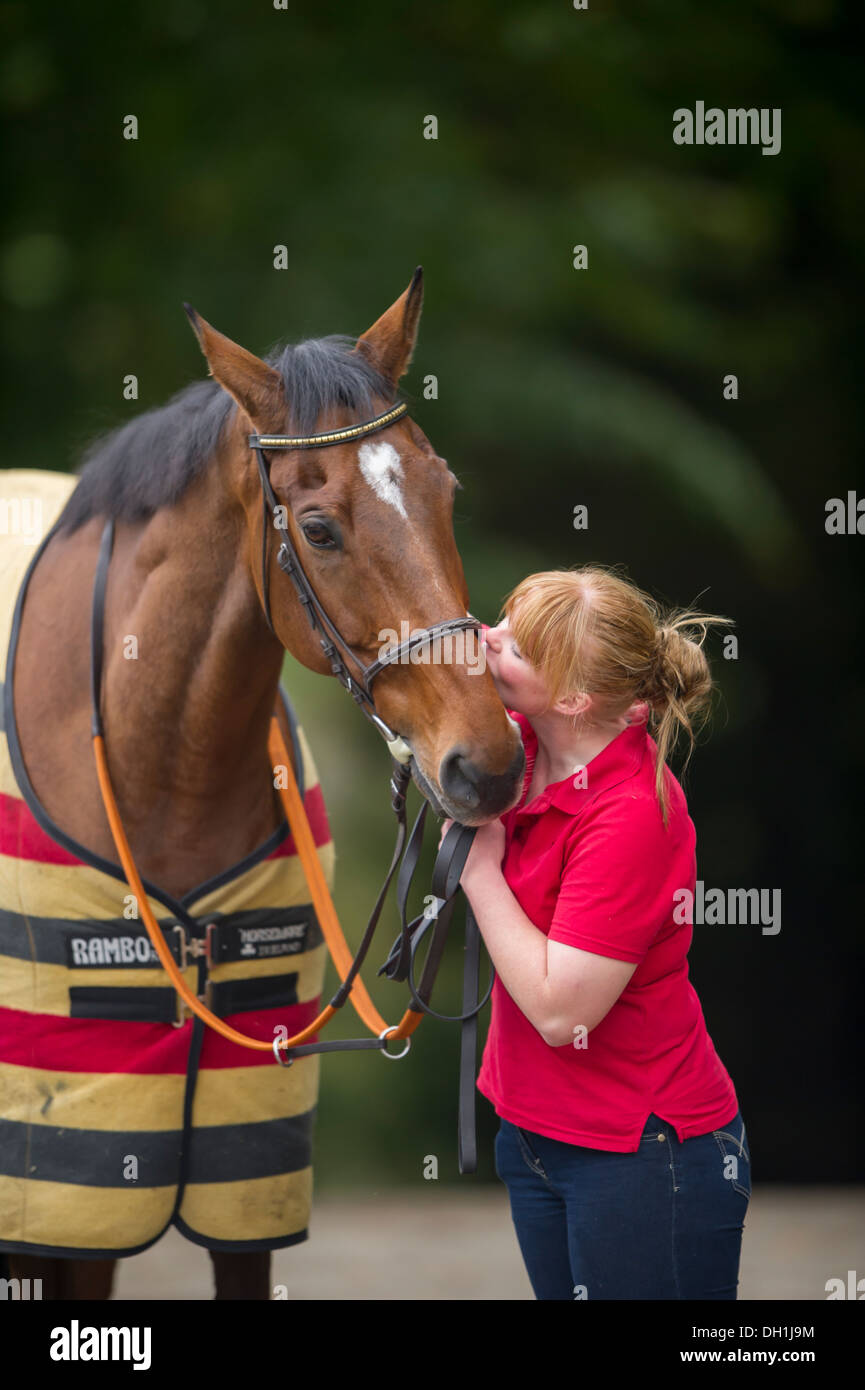 former jockey and racehorse trainer Jess Westwood in Exford with horse ...