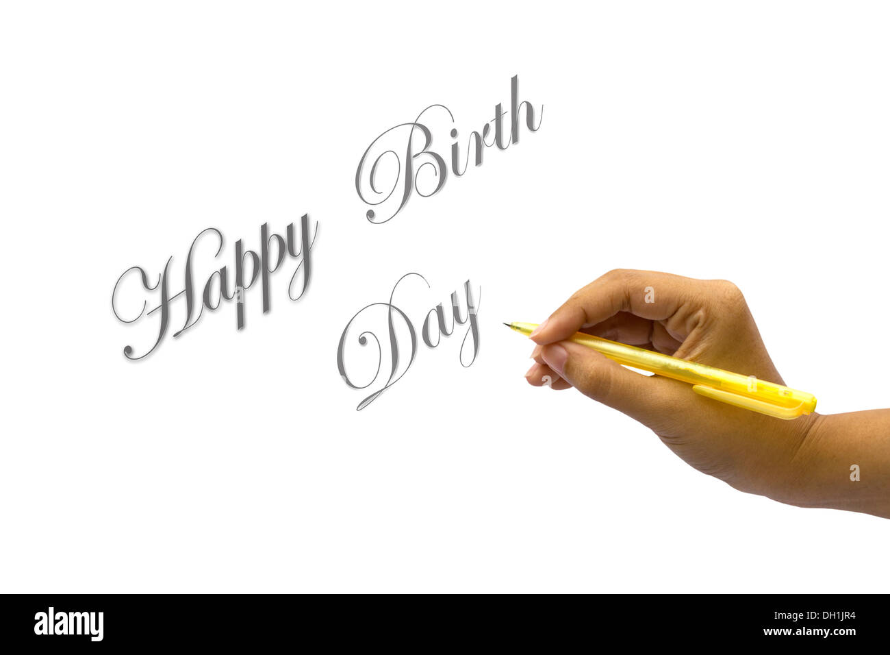 A hand writing the words Happy Birthday Stock Photo - Alamy