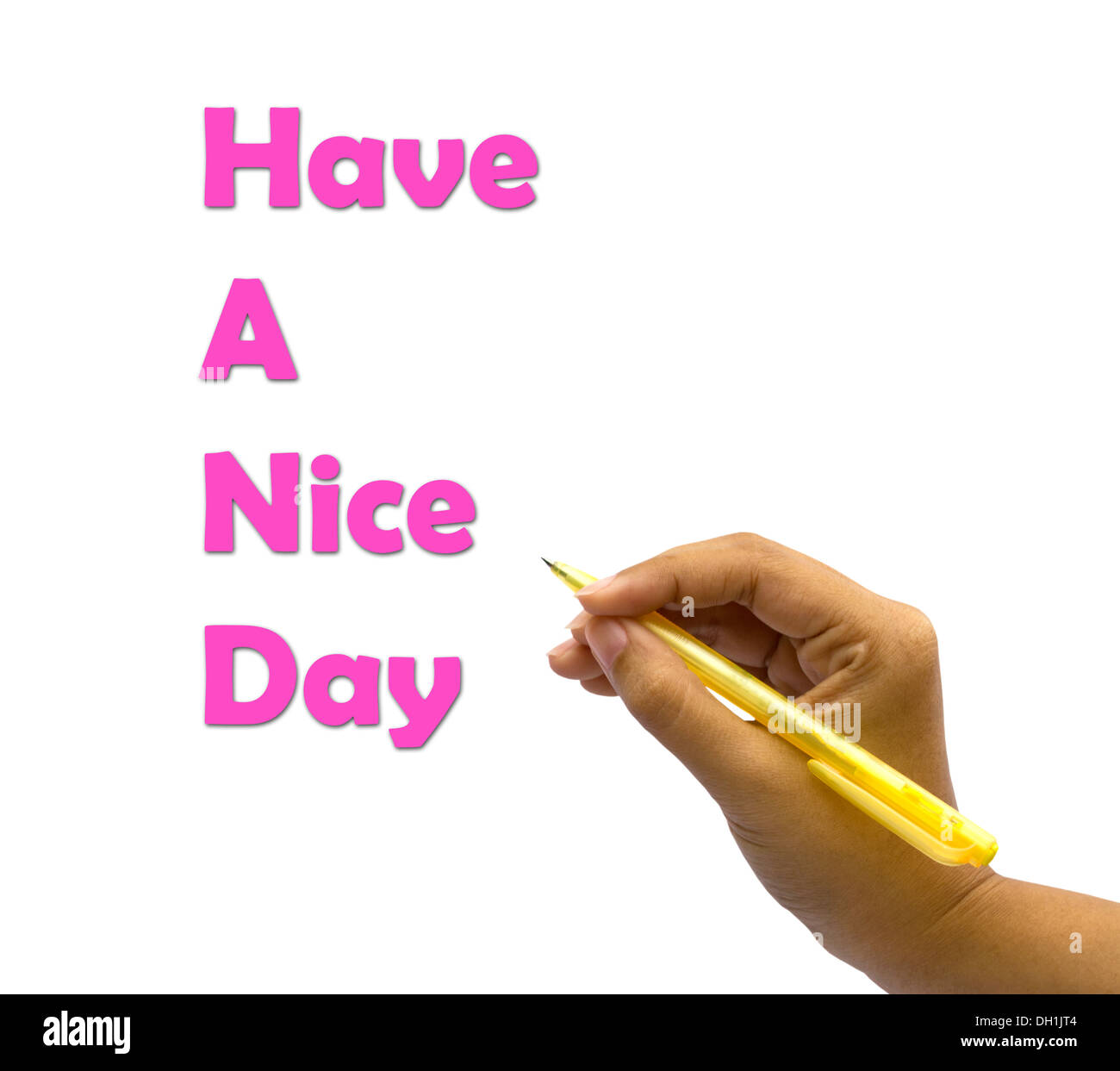 A hand writing the words Have A Nice Day Stock Photo - Alamy