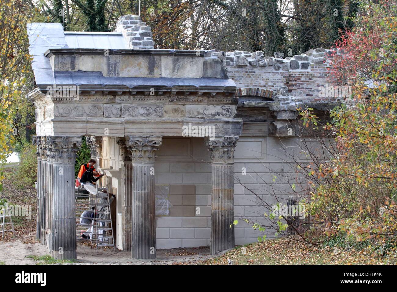 Workers put the finishing touches to the historic kitchen at the Marble ...