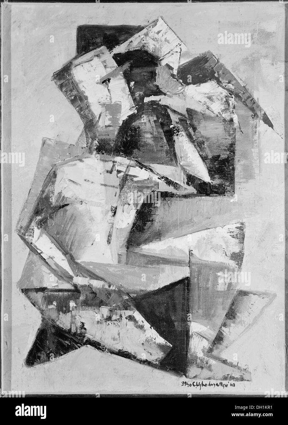 A famous 1963 image titled 'Man and Bird,' depicting a man interacting ...