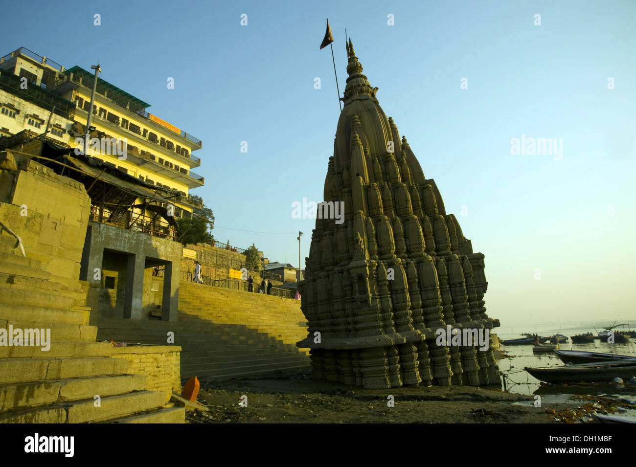 tilted kashi karvat temple on scindia ghat at varanasi uttar pradesh ...