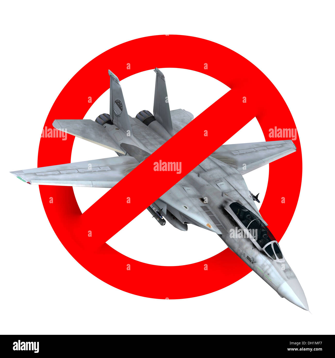 prohibition road sign airplane fighter, 3d illustration Stock Photo - Alamy