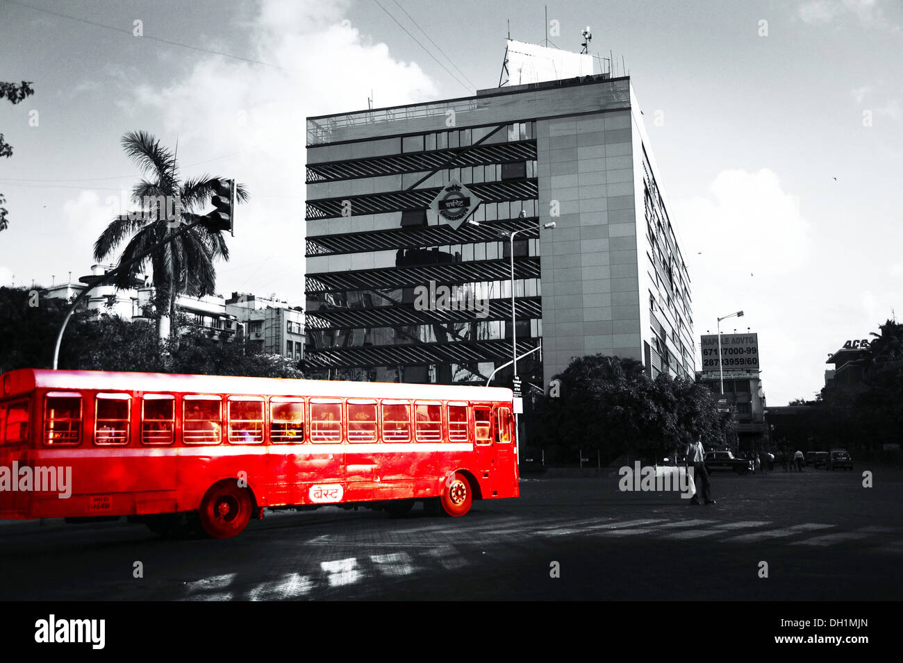painted red BEST bus churchgate mumbai maharashtra India Stock Photo ...
