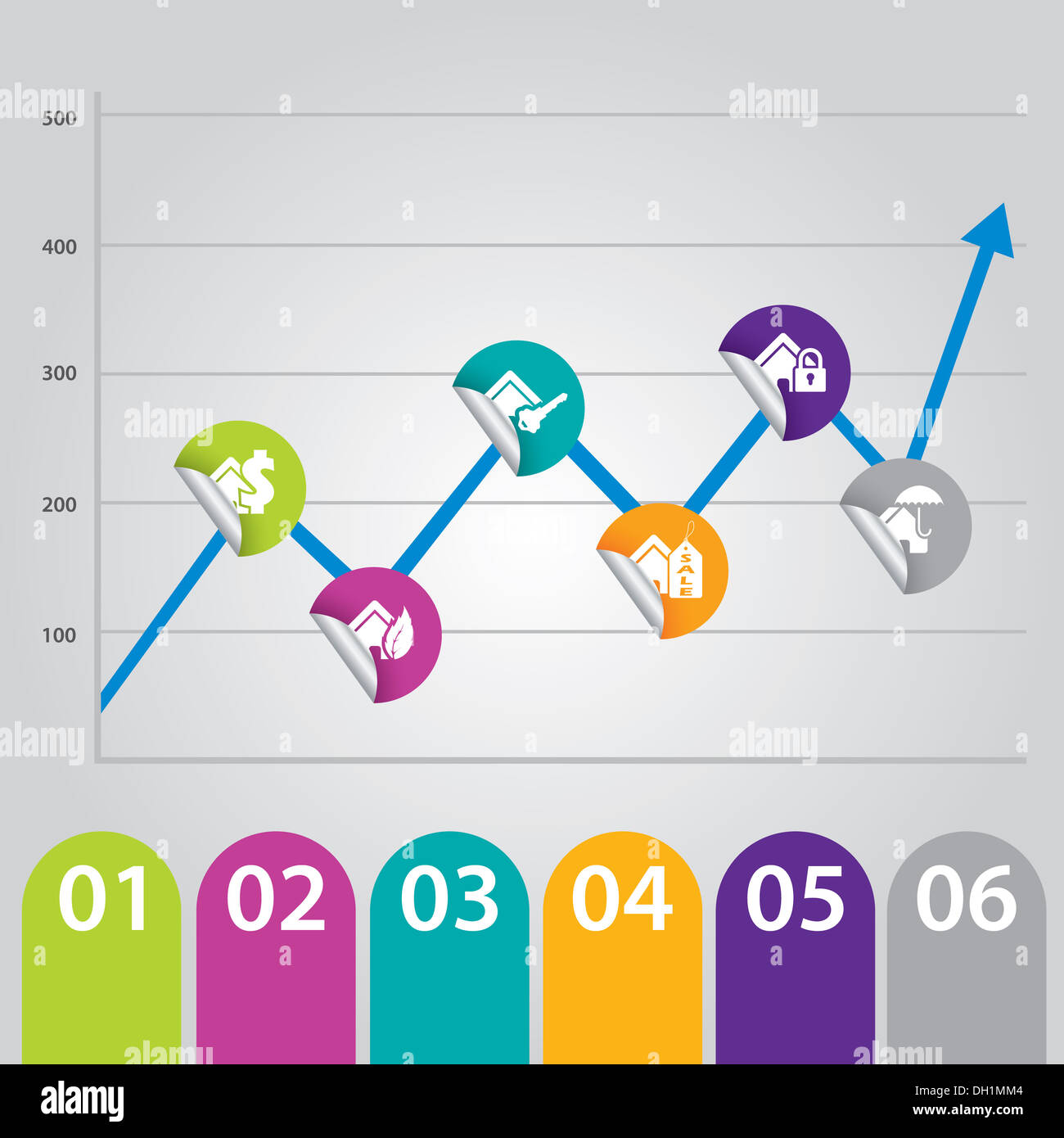 Infographic chart with color stickers ideal for advertisements Stock ...