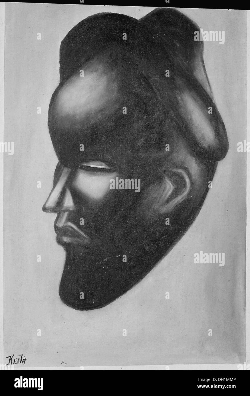 A historical portrait or mask, possibly representing a figure of ...