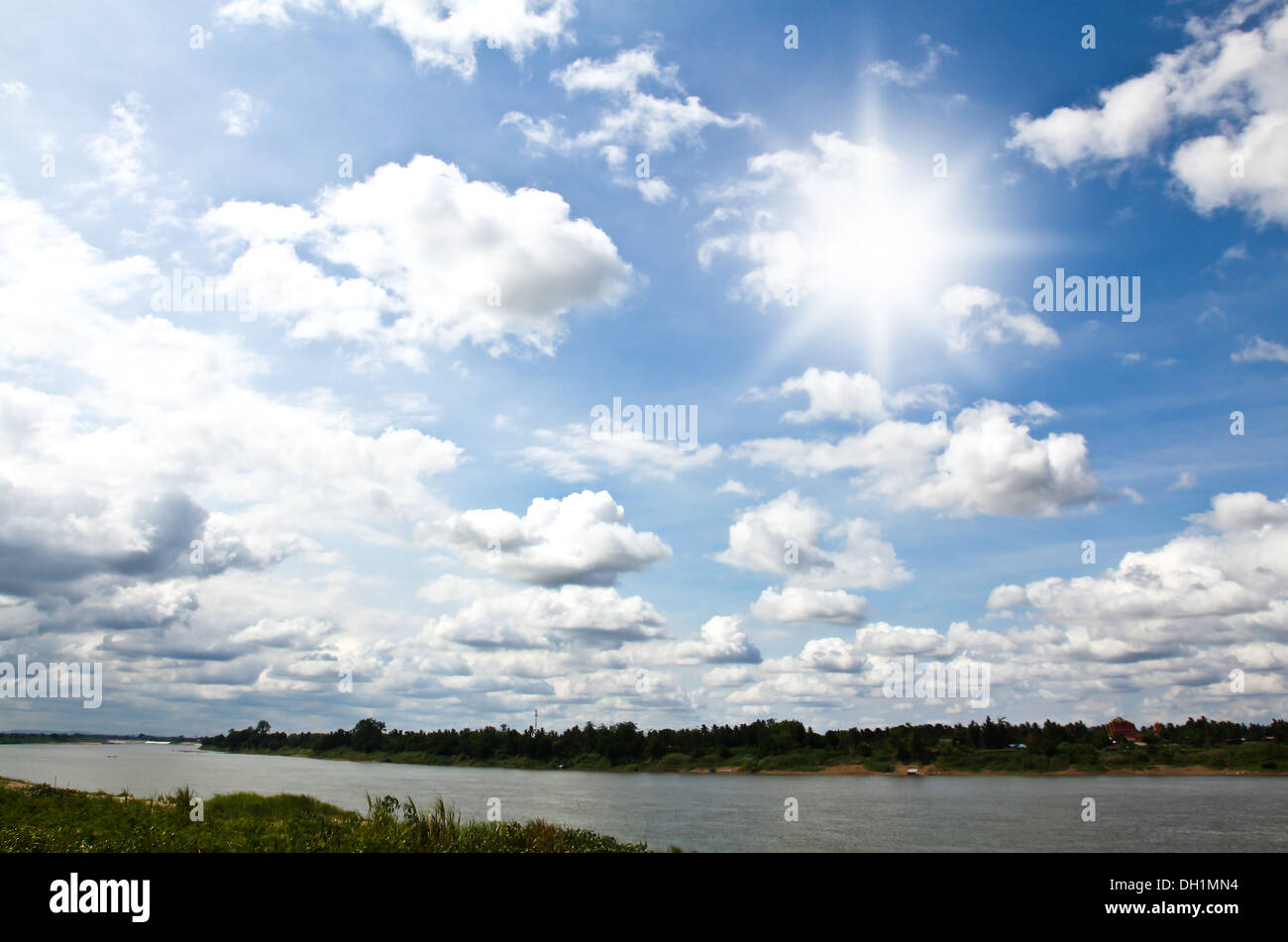 Sky with clouds and sun Stock Photo - Alamy