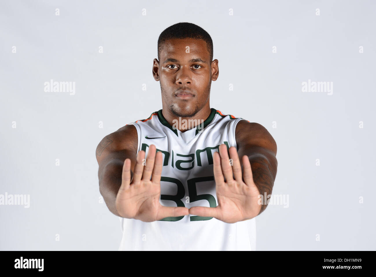 Coral Gables, FL, USA. 10th Oct, 2013. James Kelly #35 of the Miami ...