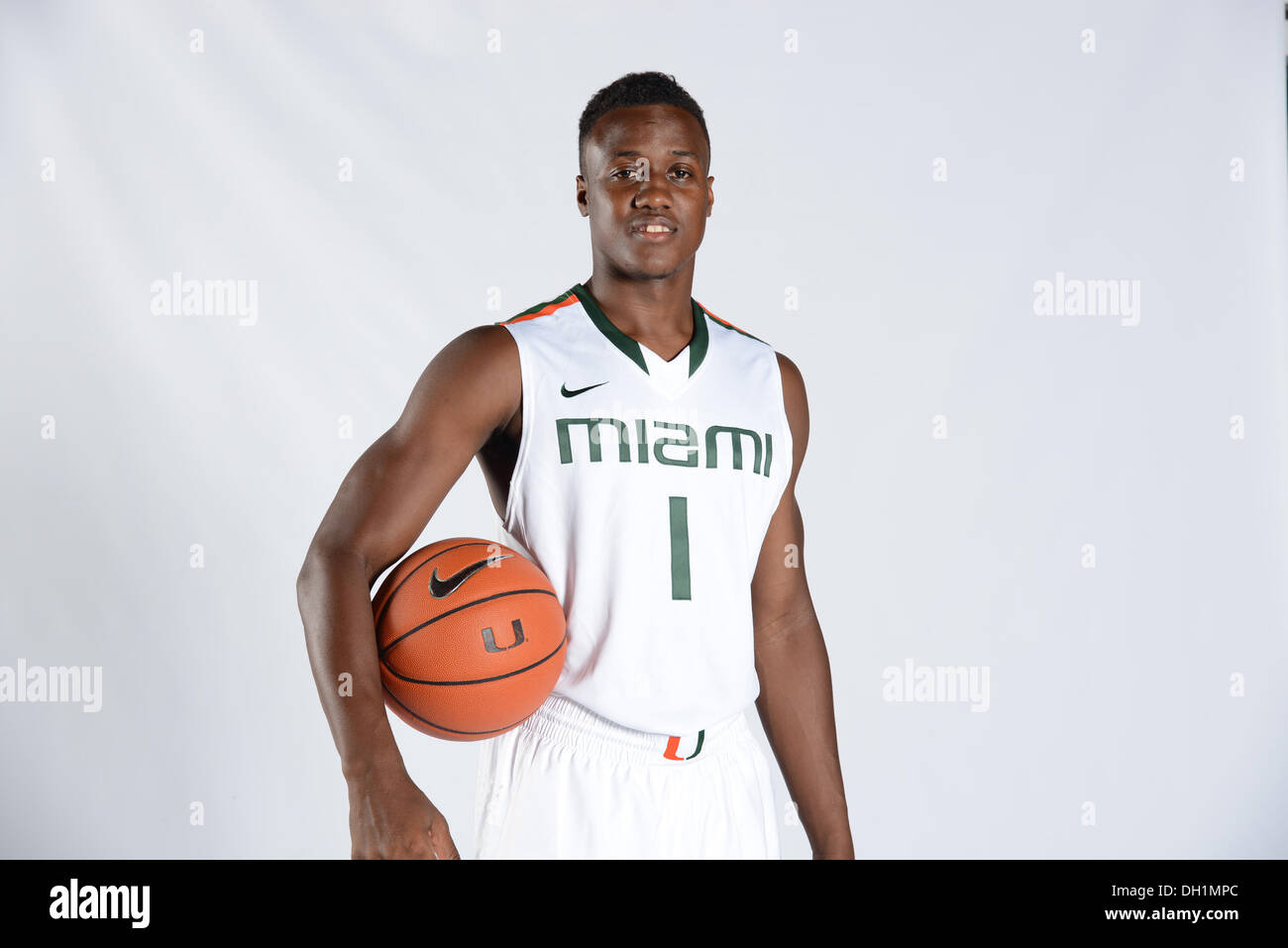 Coral Gables, FL, USA. 10th Oct, 2013. Deandre Burnett #1 of the Miami ...