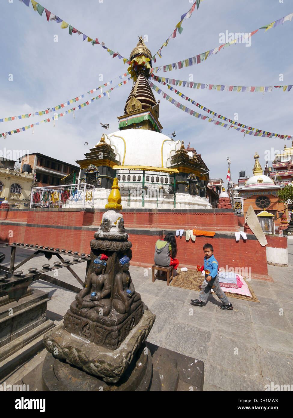 Nepal Yatkha Bahal, Tibetan Buddhist stupa and temple, Kathmandu Stock ...