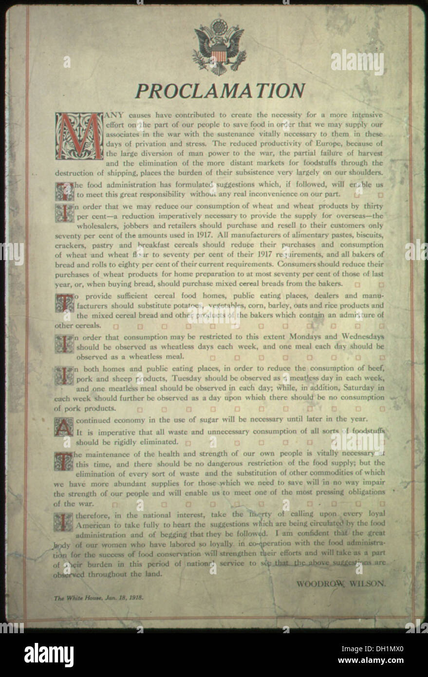 Proclamation president woodrow wilson hi-res stock photography and ...