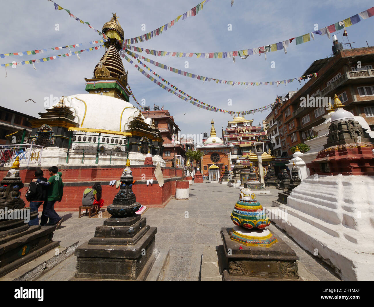 Nepal Yatkha Bahal, Tibetan Buddhist stupa and temple, Kathmandu Stock ...