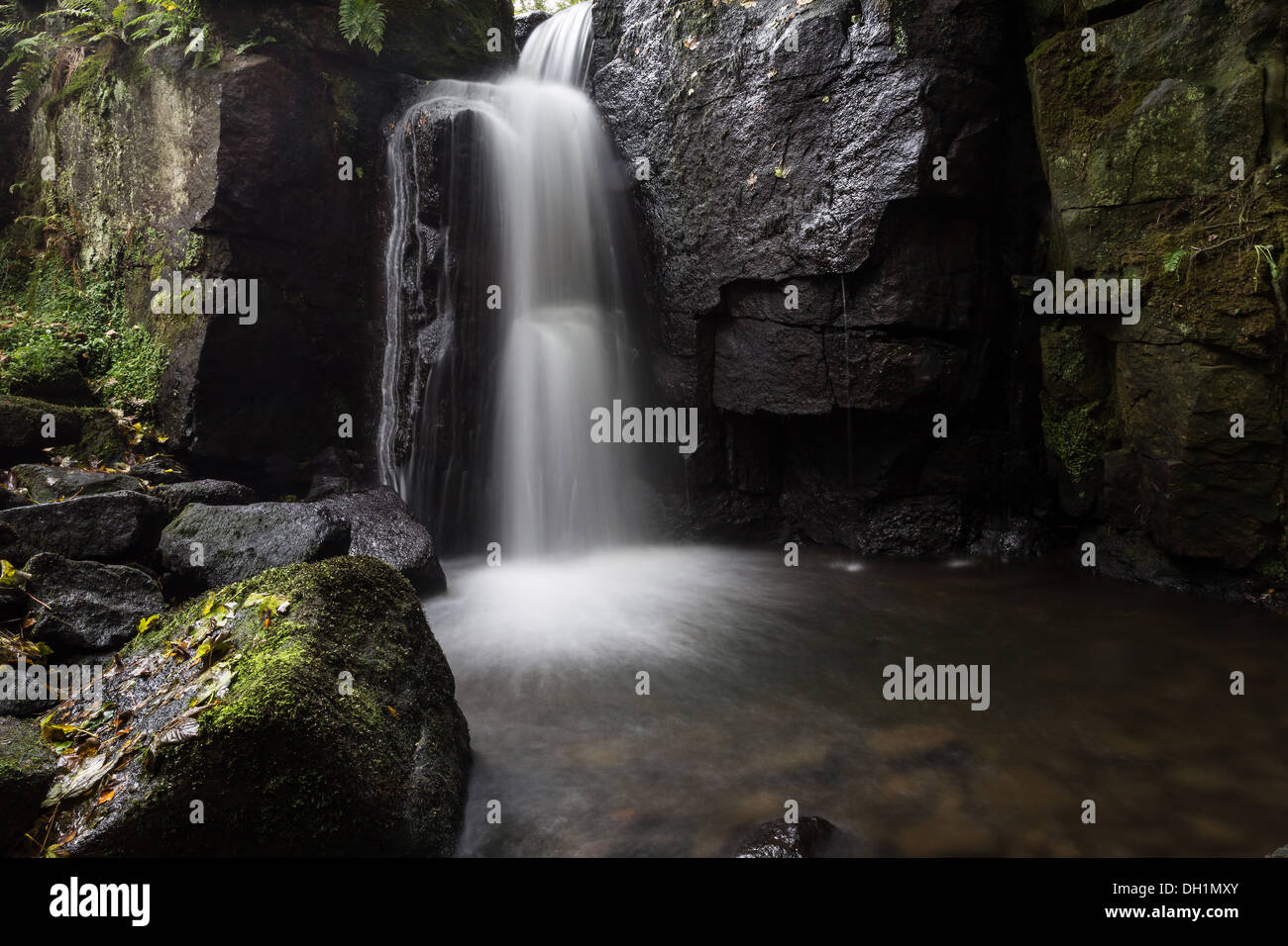 Waterfall In The Uk Derbyshire Stock Photo - Alamy