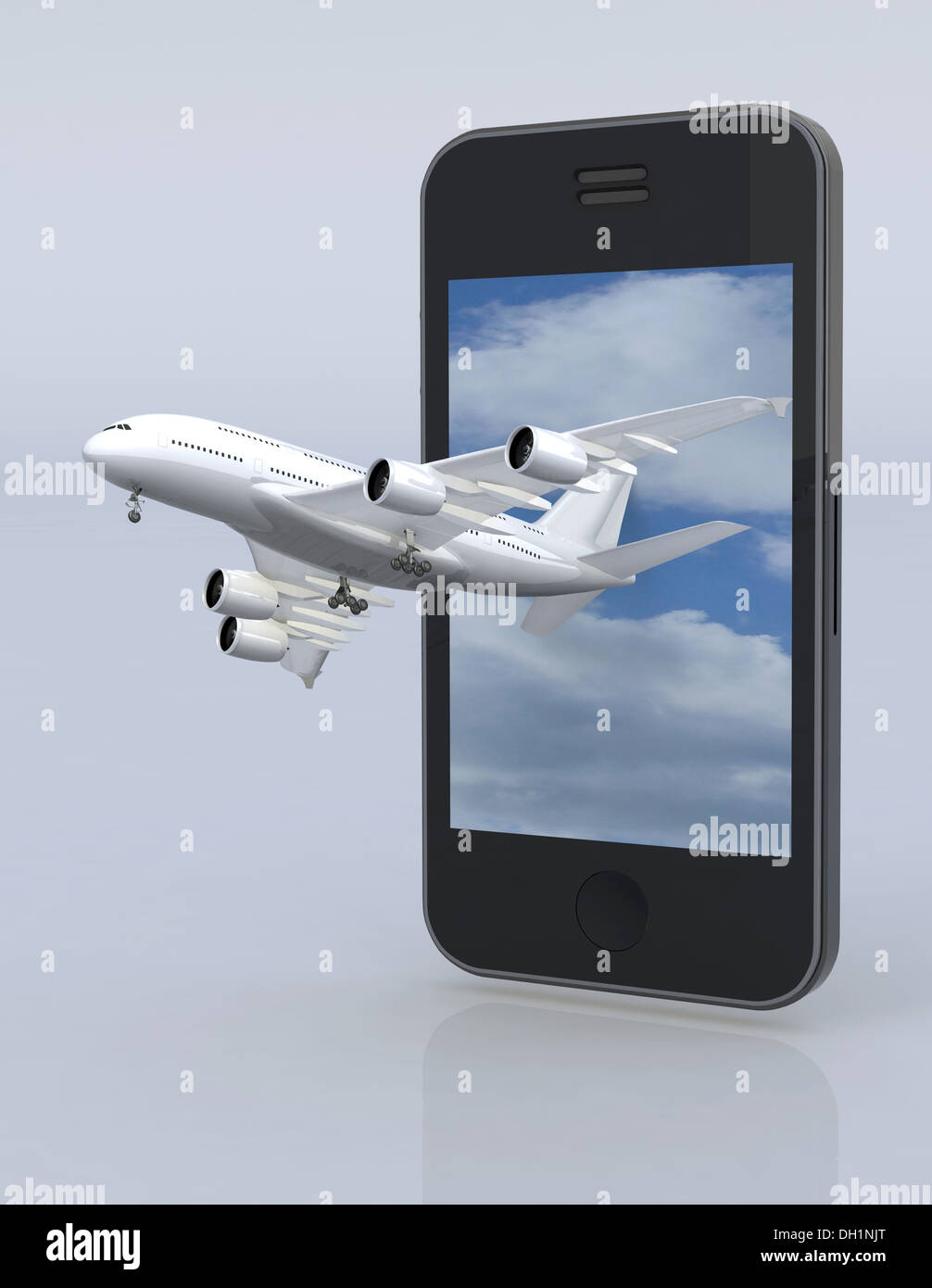 smartphone and airplane, 3d illustration Stock Photo - Alamy