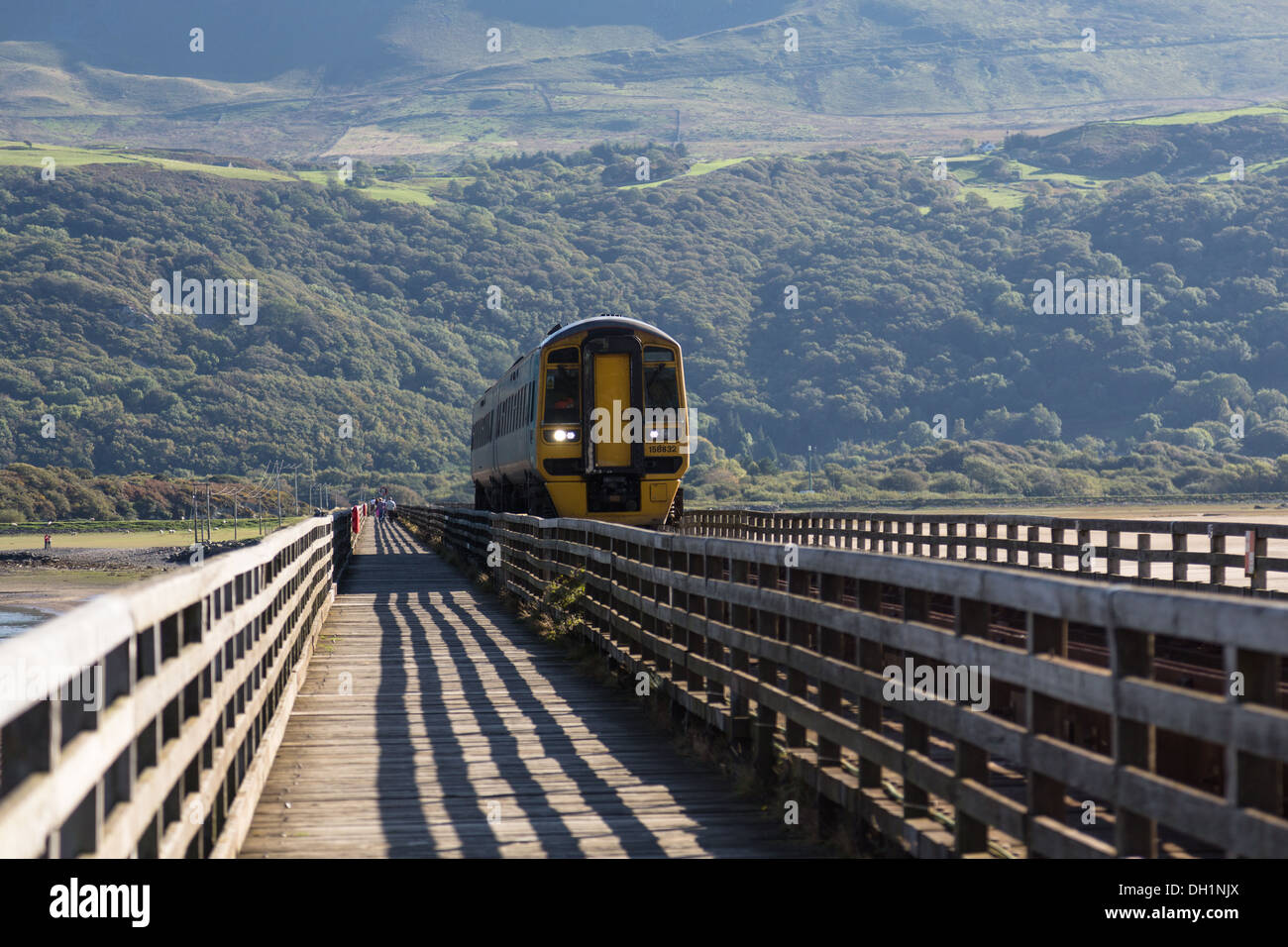 Arriva Trains Wales service on the Cambrian Coast line approaches over ...
