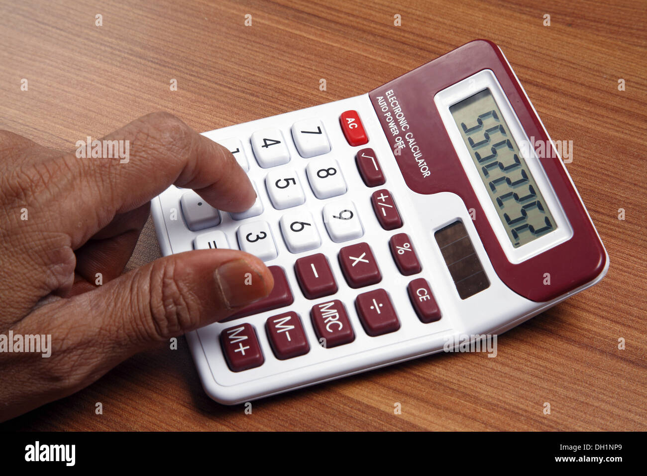 Man working calculating on calculator , closeup of calculator and ...
