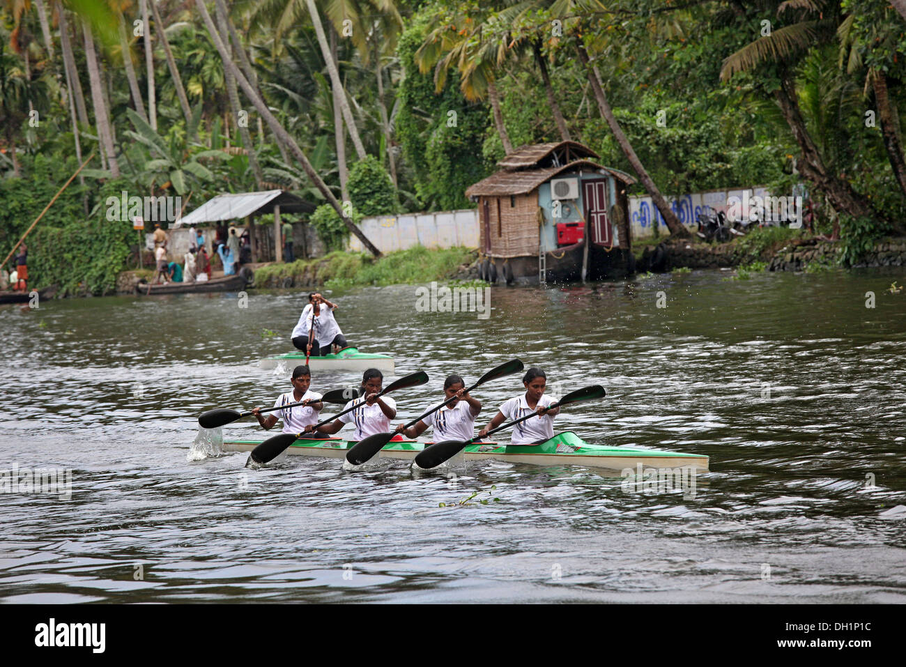 women kayaking race Punnamada Lake Alleppey Kerala India Stock Photo ...
