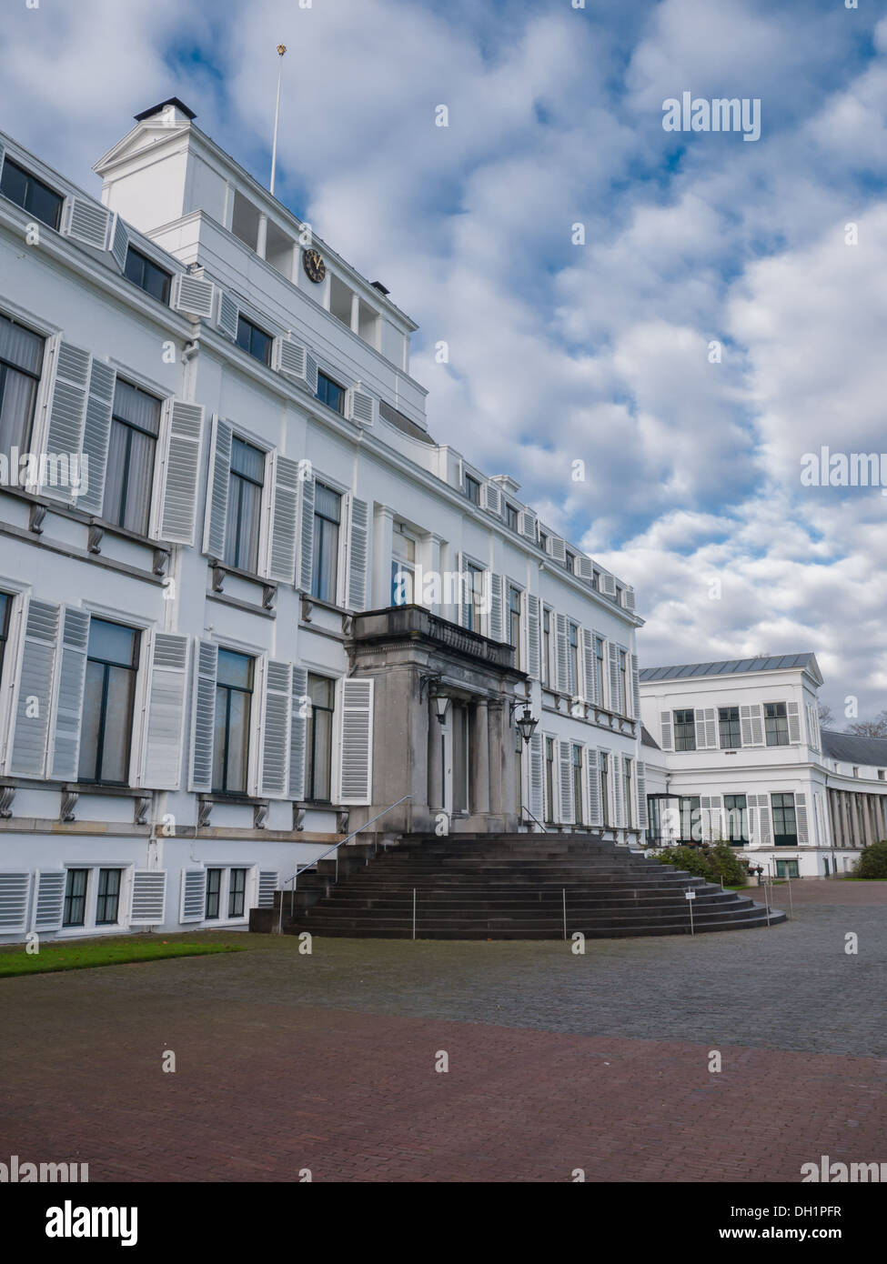 Front facade of Soestdijk Palace, the former residency of the late ...
