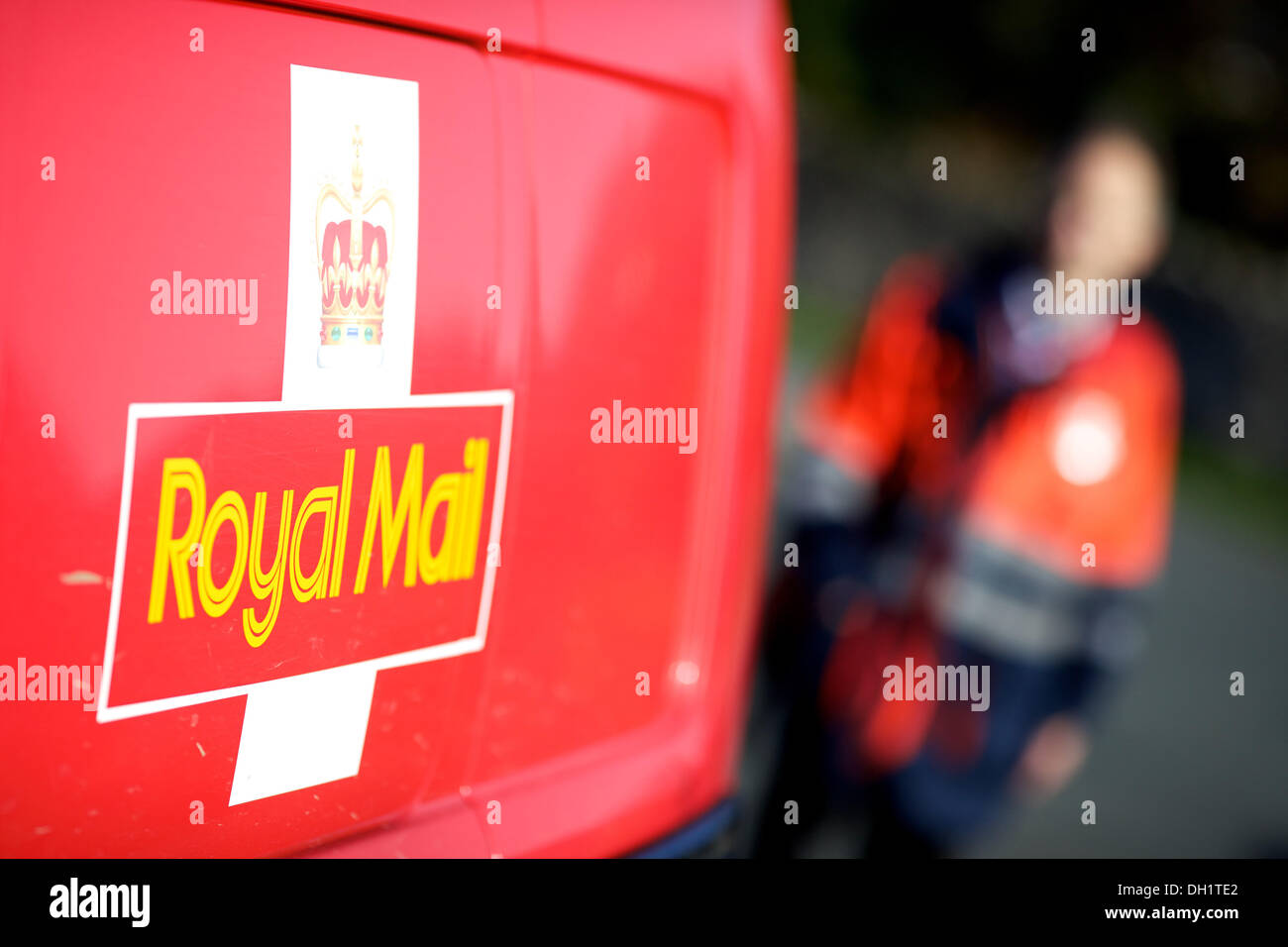 Royal Mail post man and his van Stock Photo - Alamy