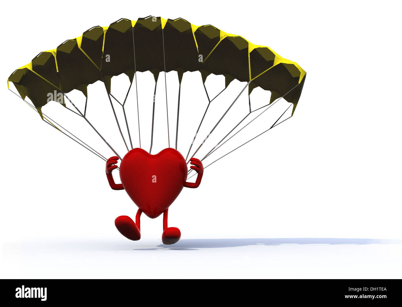 3d illustration heart parachute love hi-res stock photography and ...