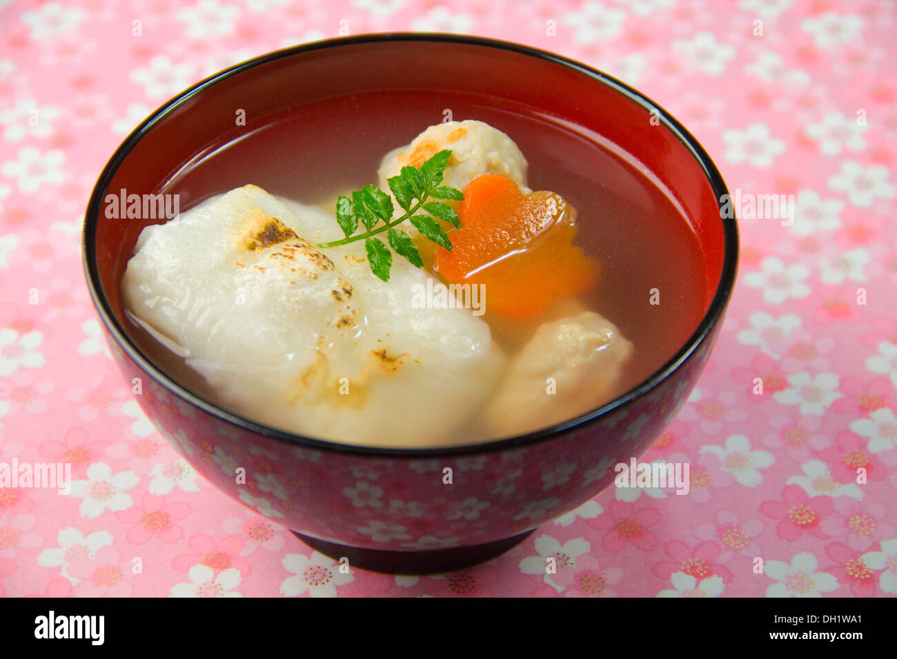 Zoni (Japanese soup with rice cakes Stock Photo - Alamy