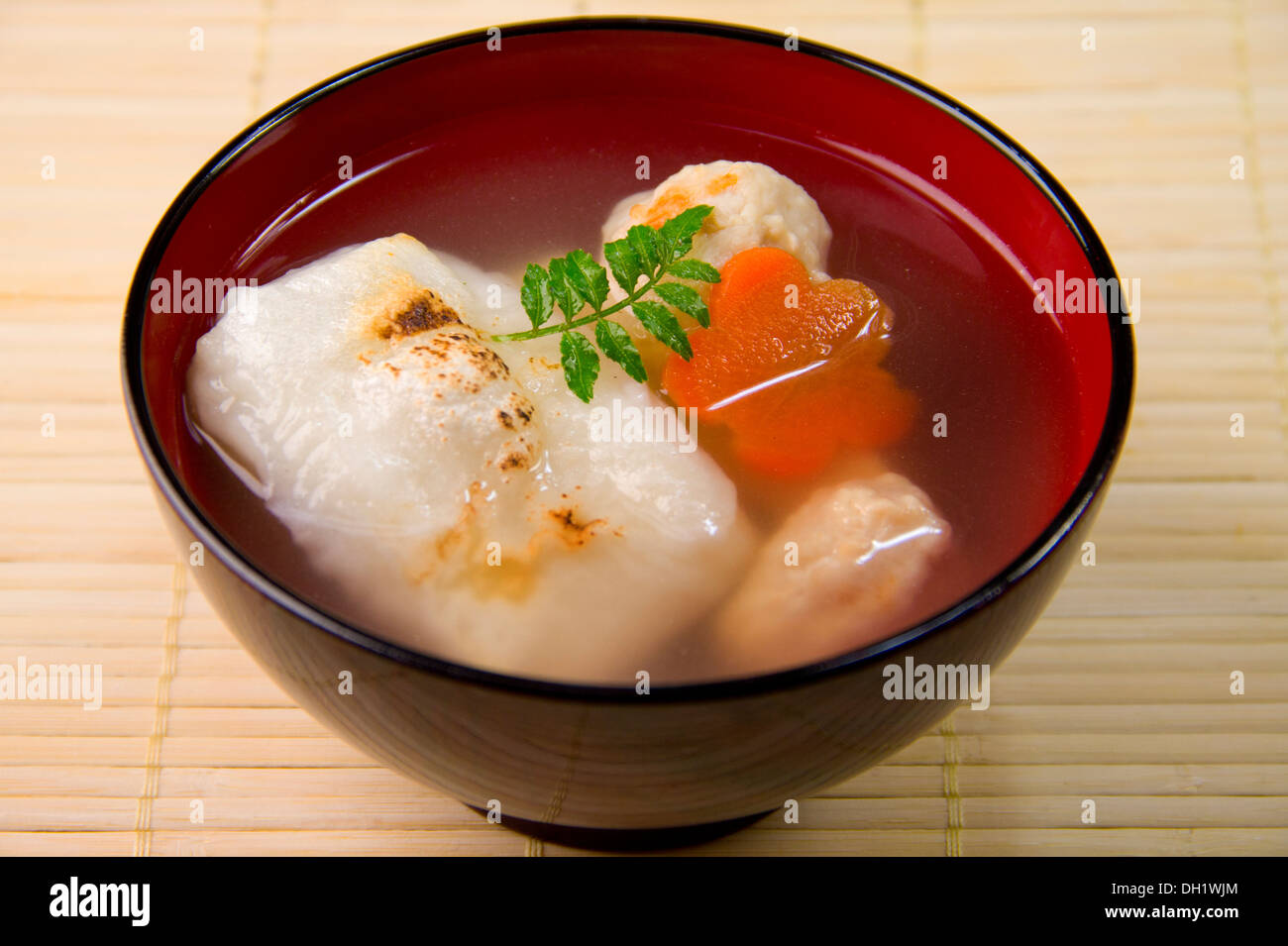 Zoni (Japanese soup with rice cakes Stock Photo - Alamy