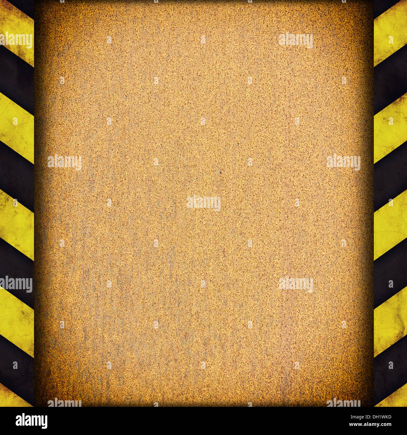 Background with warning stripes and metal rusty plate Stock Photo - Alamy