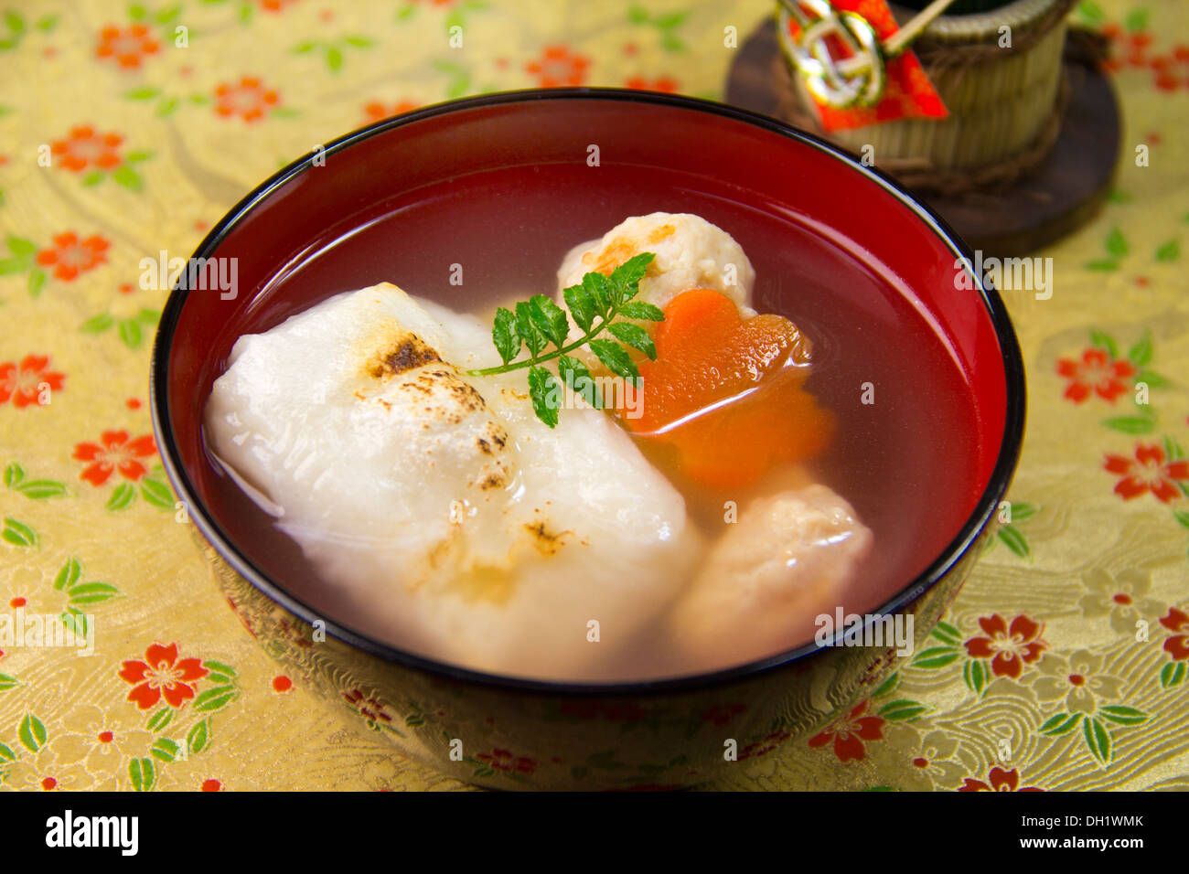 Zoni (Japanese soup with rice cakes Stock Photo - Alamy