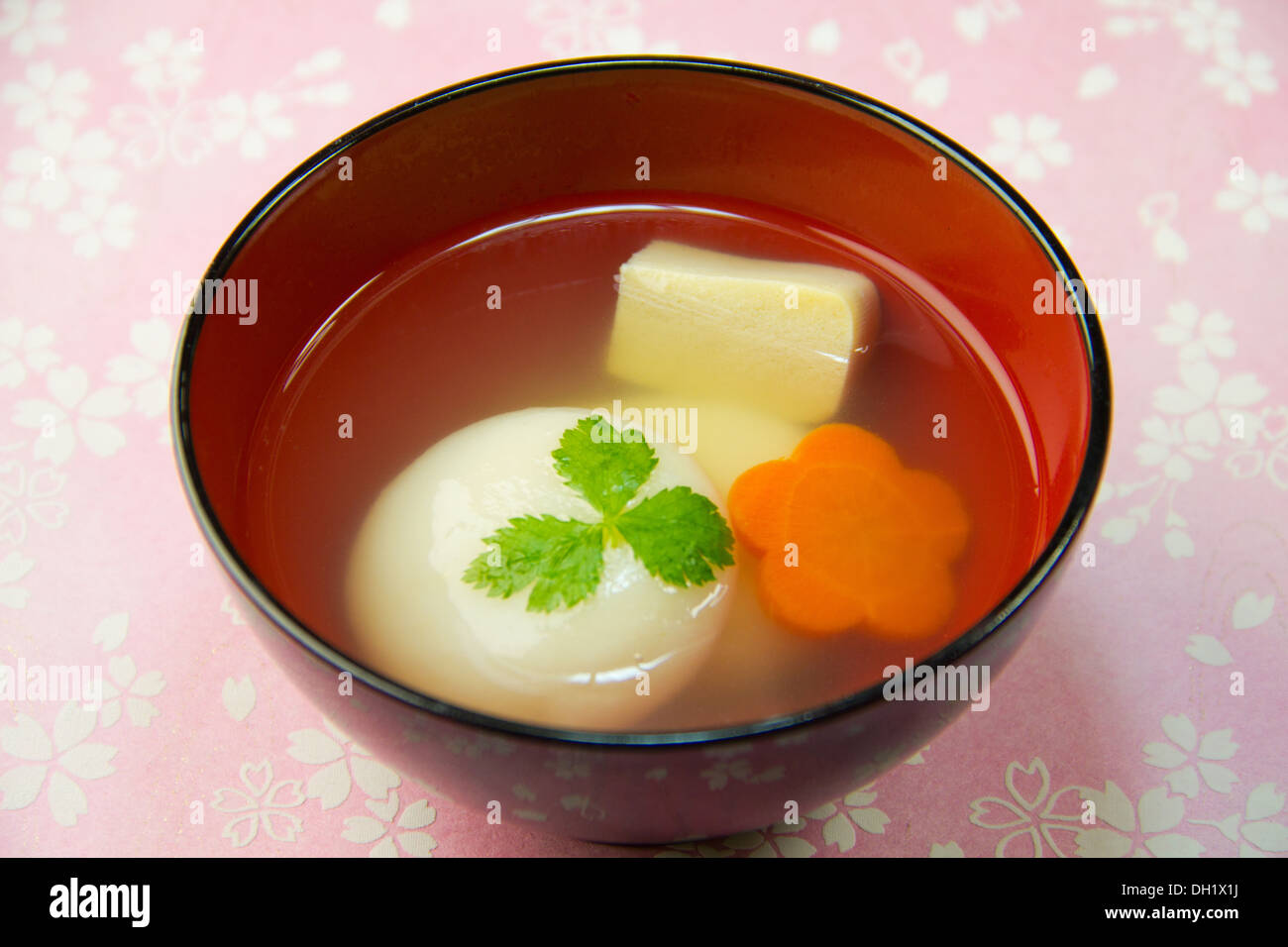 Zoni (Japanese soup with rice cakes Stock Photo - Alamy