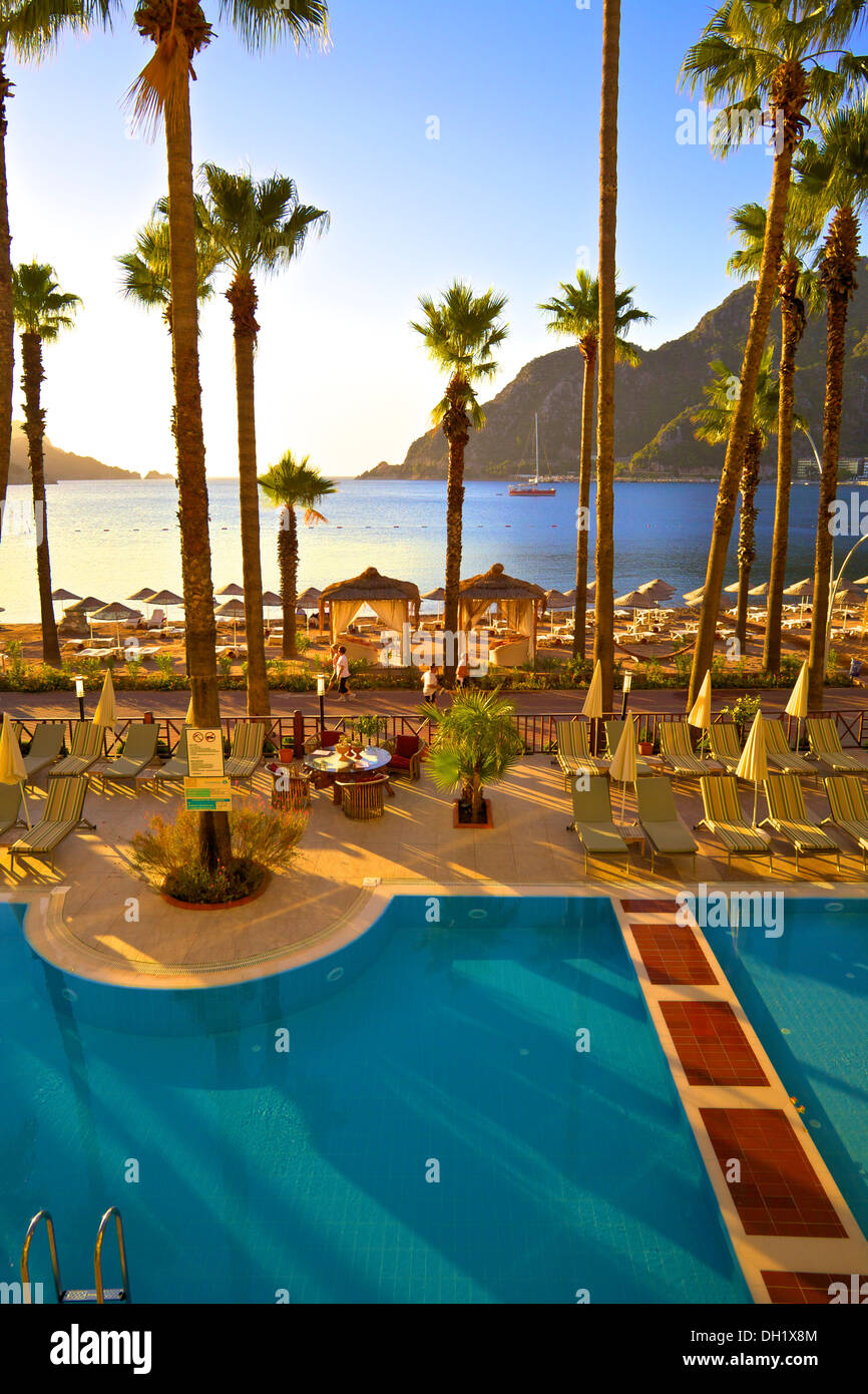 Hotel, Icmeler Bay, Icmeler, Datcha Peninsula, Turkey, Asia Stock Photo ...
