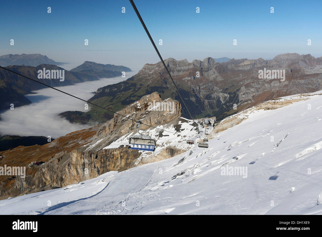 Ice Flyer chairlift, Titlis Mountain, Obwalden, Switzerland, Europe ...