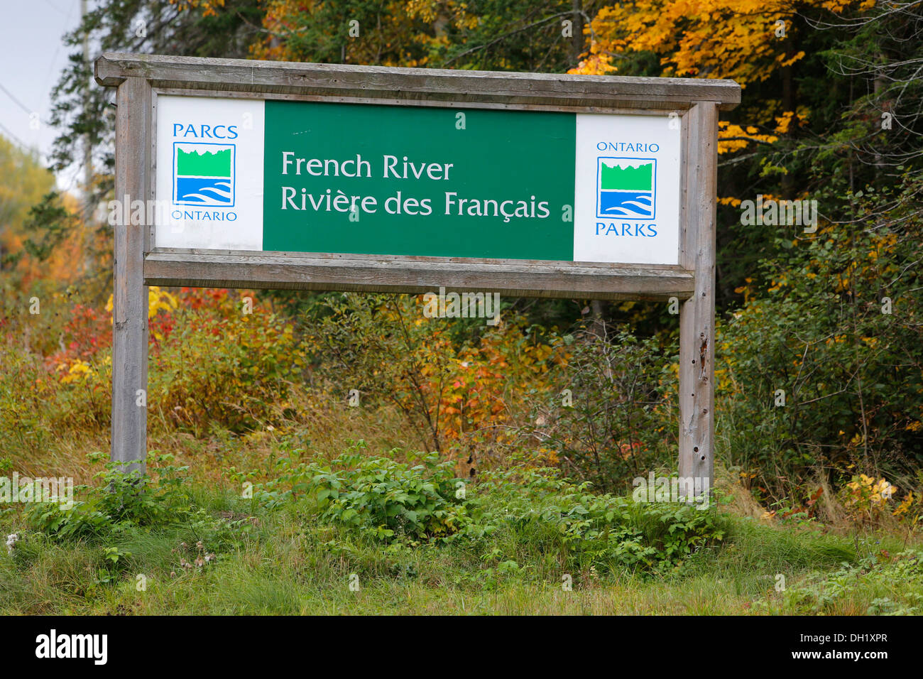 Sign, French River, Ontario National Park, Canada Stock Photo - Alamy