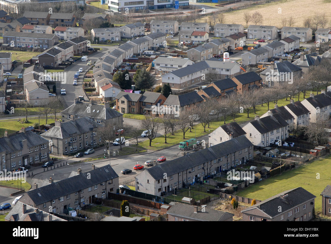Low altitude aerial view of social housing in Stirling, Stirlingshire ...