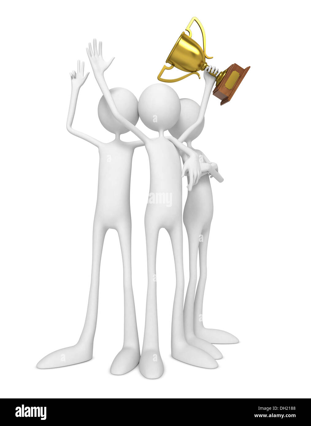 Team of Winners Celebrating with Trophy Stock Photo - Alamy