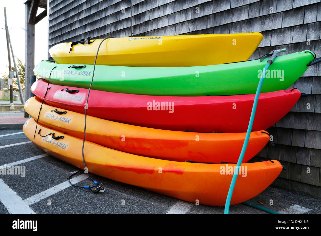 Piles of stacked kayaks hi-res stock photography and images - Alamy