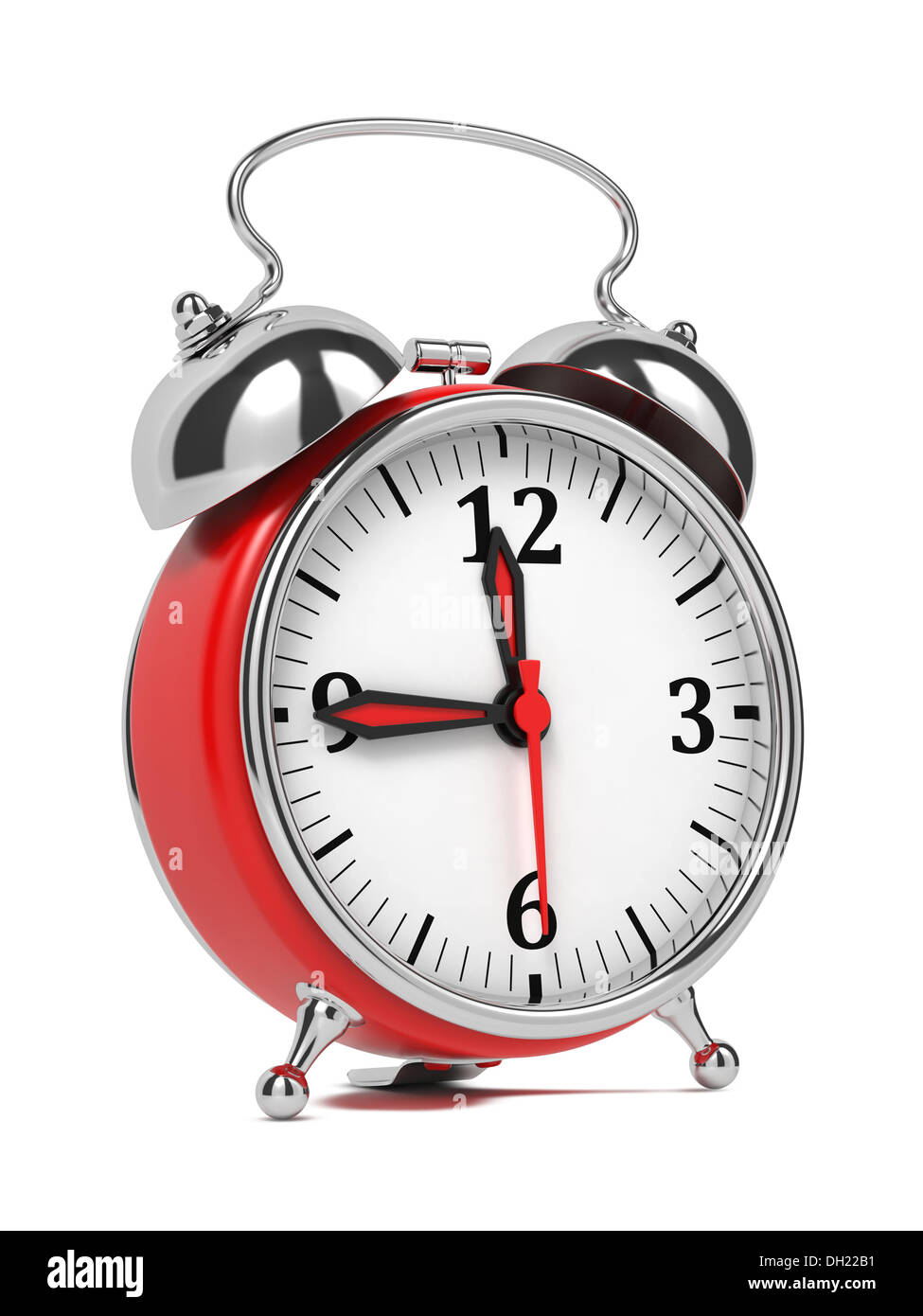 Red Old Style Alarm Clock Isolated on White Stock Photo - Alamy
