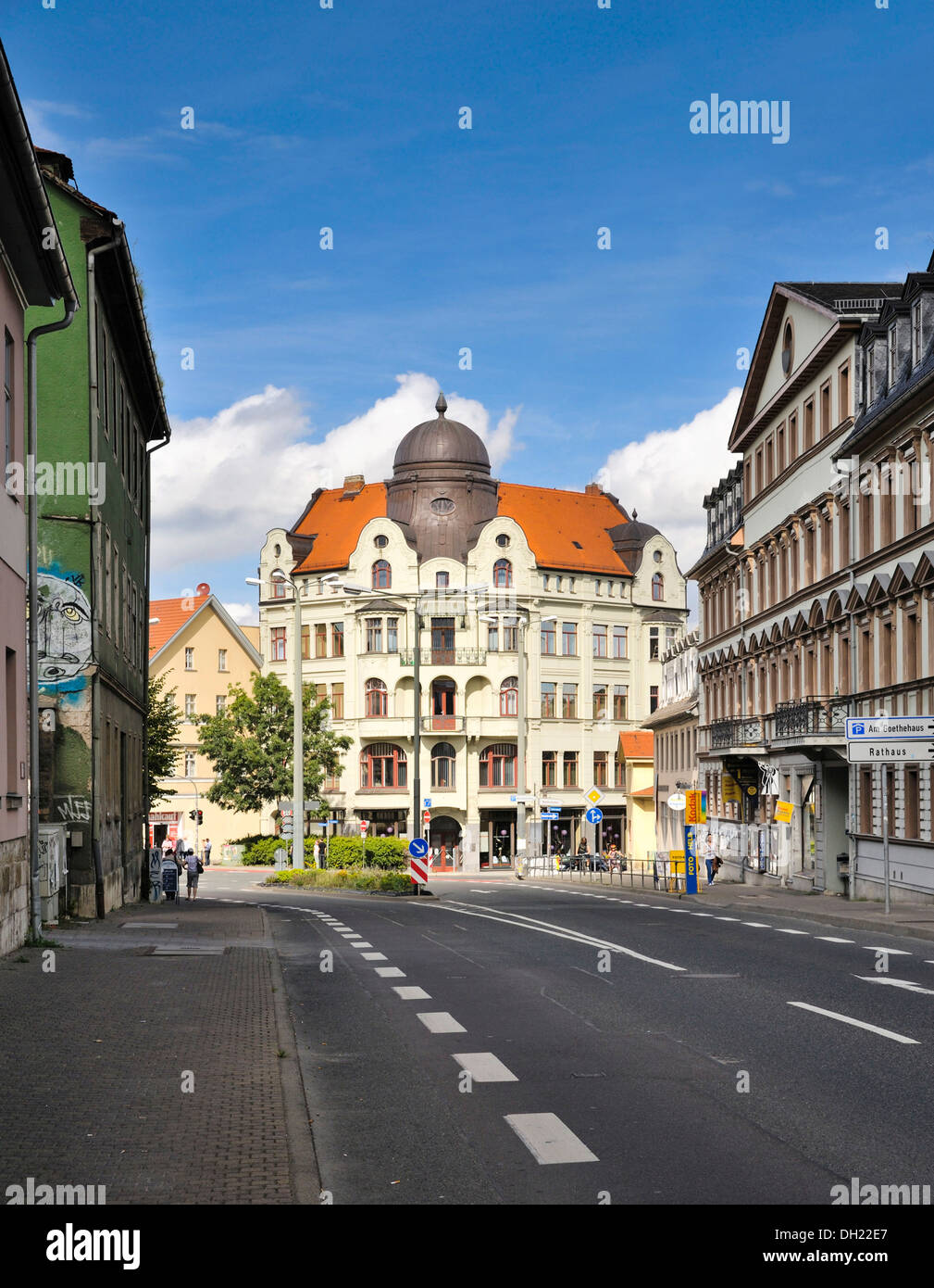 Art Nouveau building on Wielandplatz square, Weimar, Thuringia Stock ...