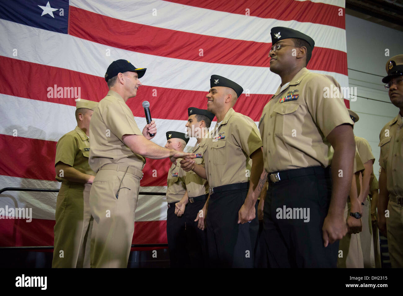 Chief of Naval Operations (CNO) Adm. Jonathan Greenert congratulates ...