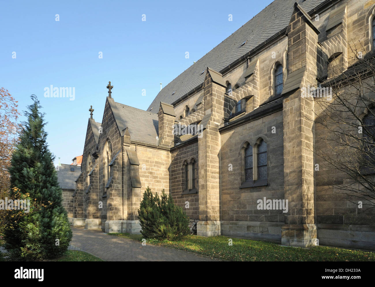 Catholic Sacred Heart church, Borsbergstrasse, Dresden, Saxony Stock ...