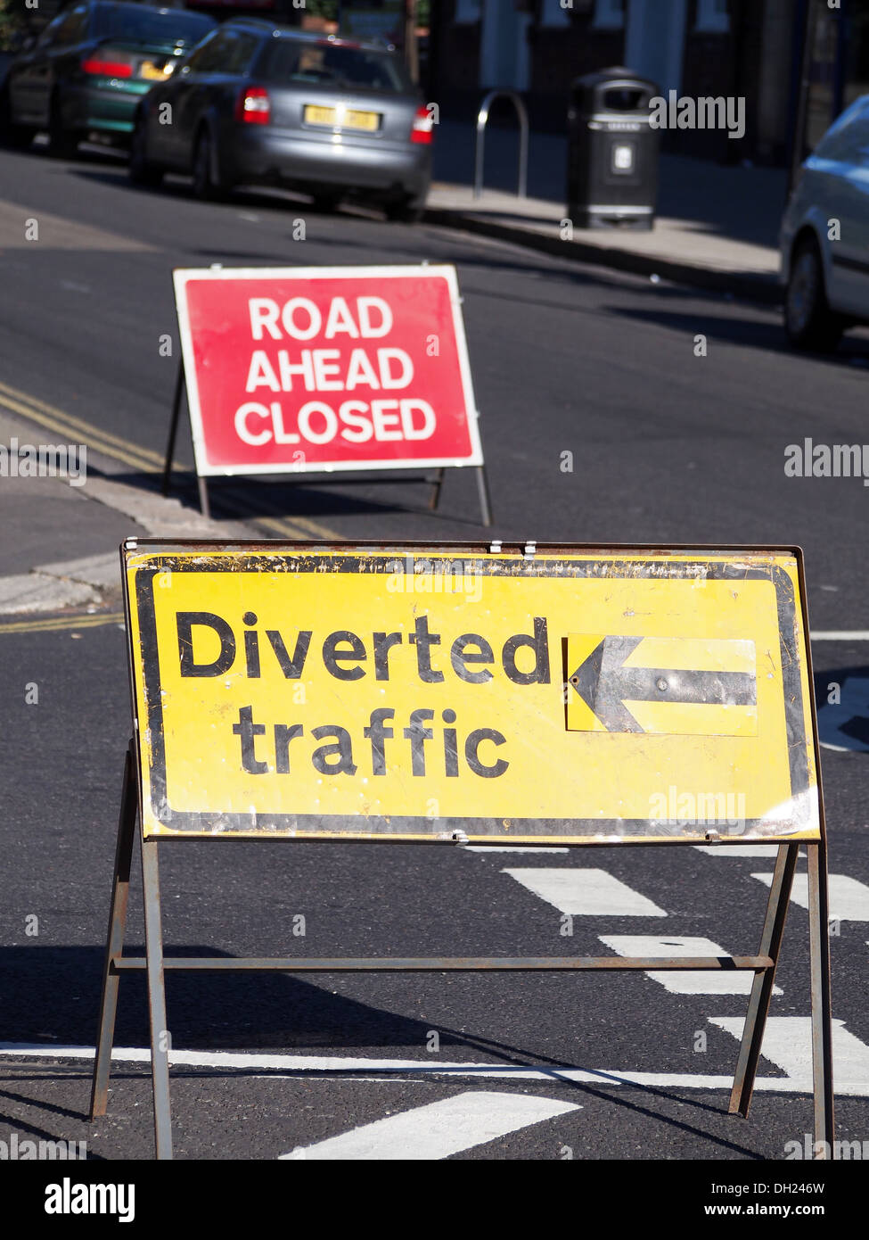 Diverted traffic sign hi-res stock photography and images - Alamy