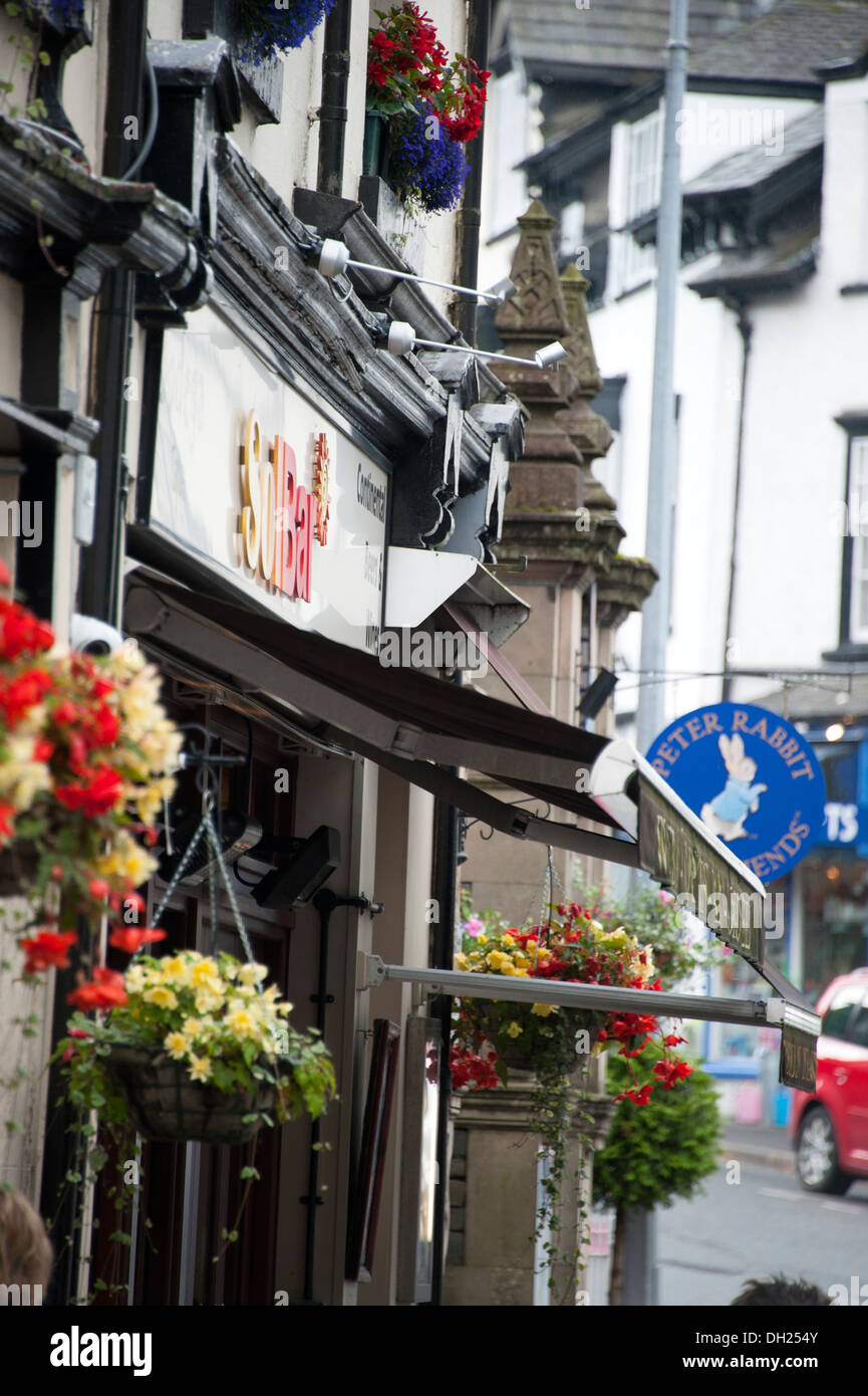 Flowers and Shops Windermere Lake District UK Stock Photo - Alamy