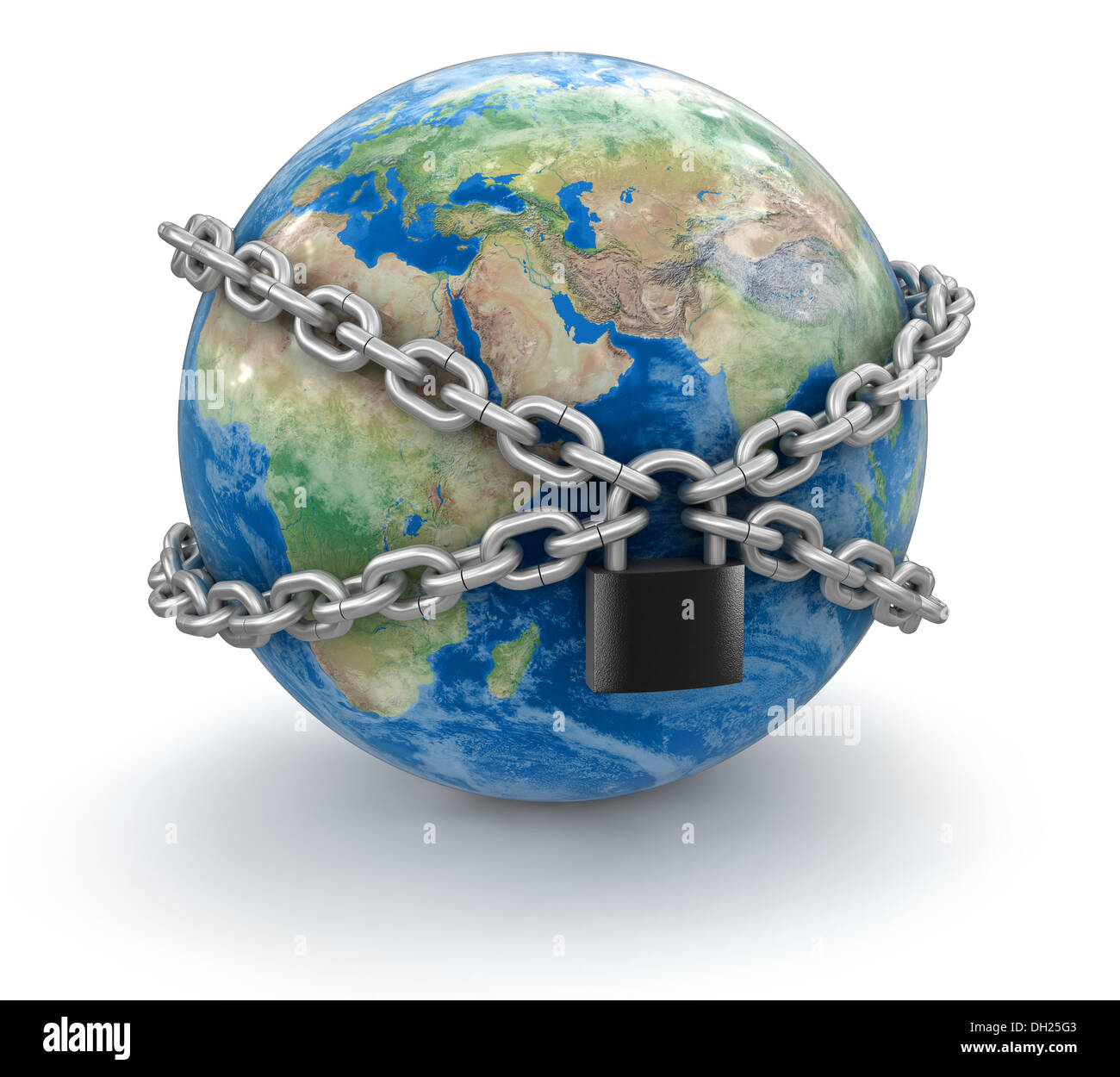 Globe and lock (clipping path included Stock Photo - Alamy