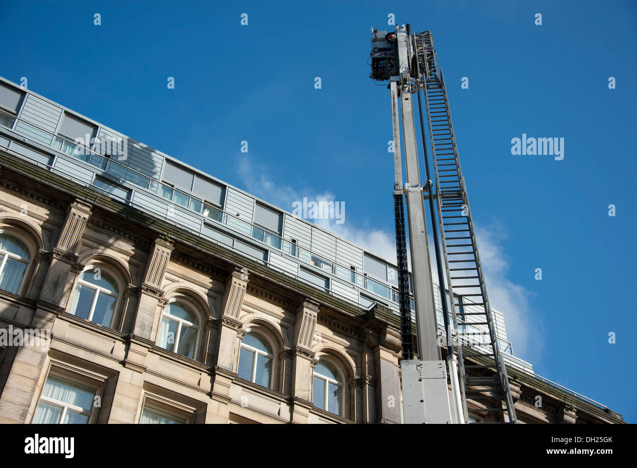 Fire Service Hydraulic Platform CPL Cage in use at Fire Stock Photo - Alamy