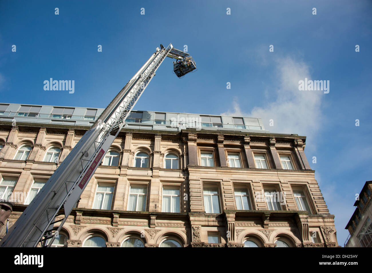 Fire Hydraulic Platform Water Tower Roof fire flames smoke Stock Photo ...