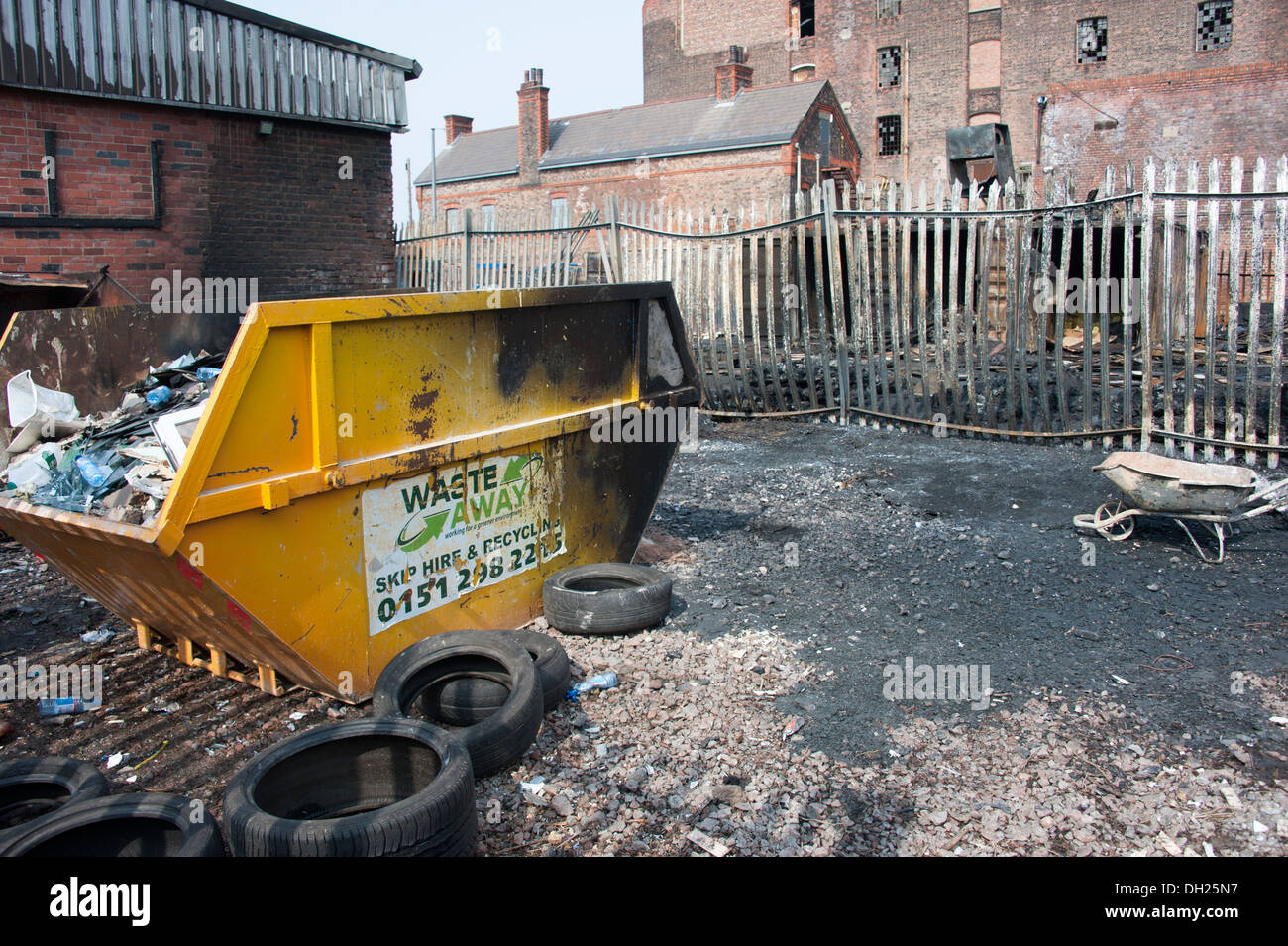 Skip Fire Burnt Out Charred twisted metal Stock Photo - Alamy