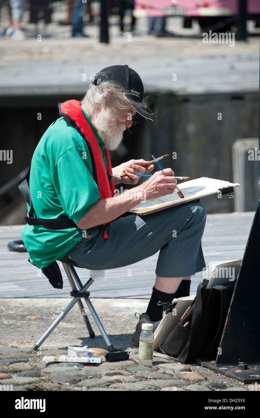 Painter Artist Watercolour wearing Lifejacket Painting Stock Photo - Alamy