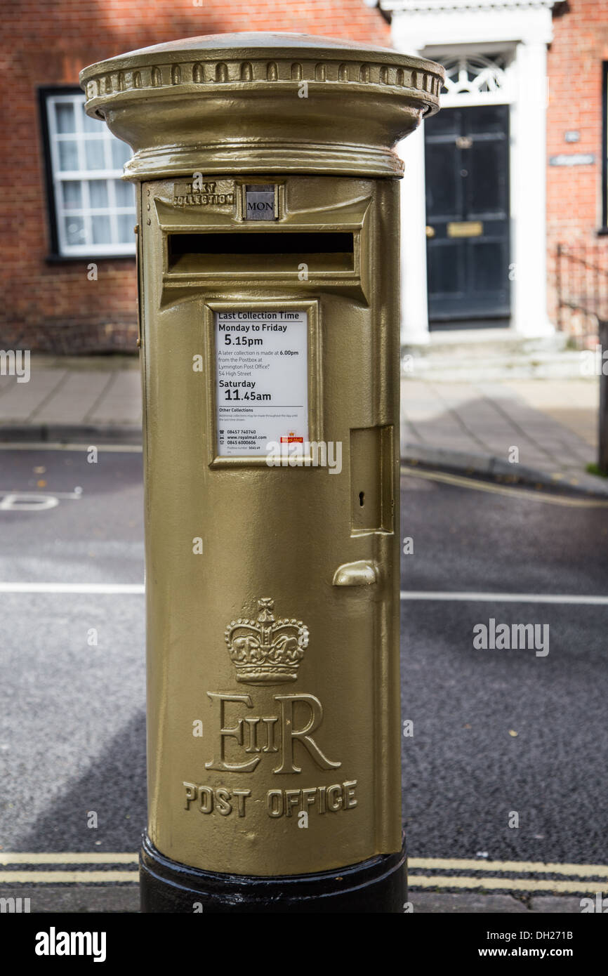 Gold letterbox in commemoration of the 2013 Olympic gold medal won by ...