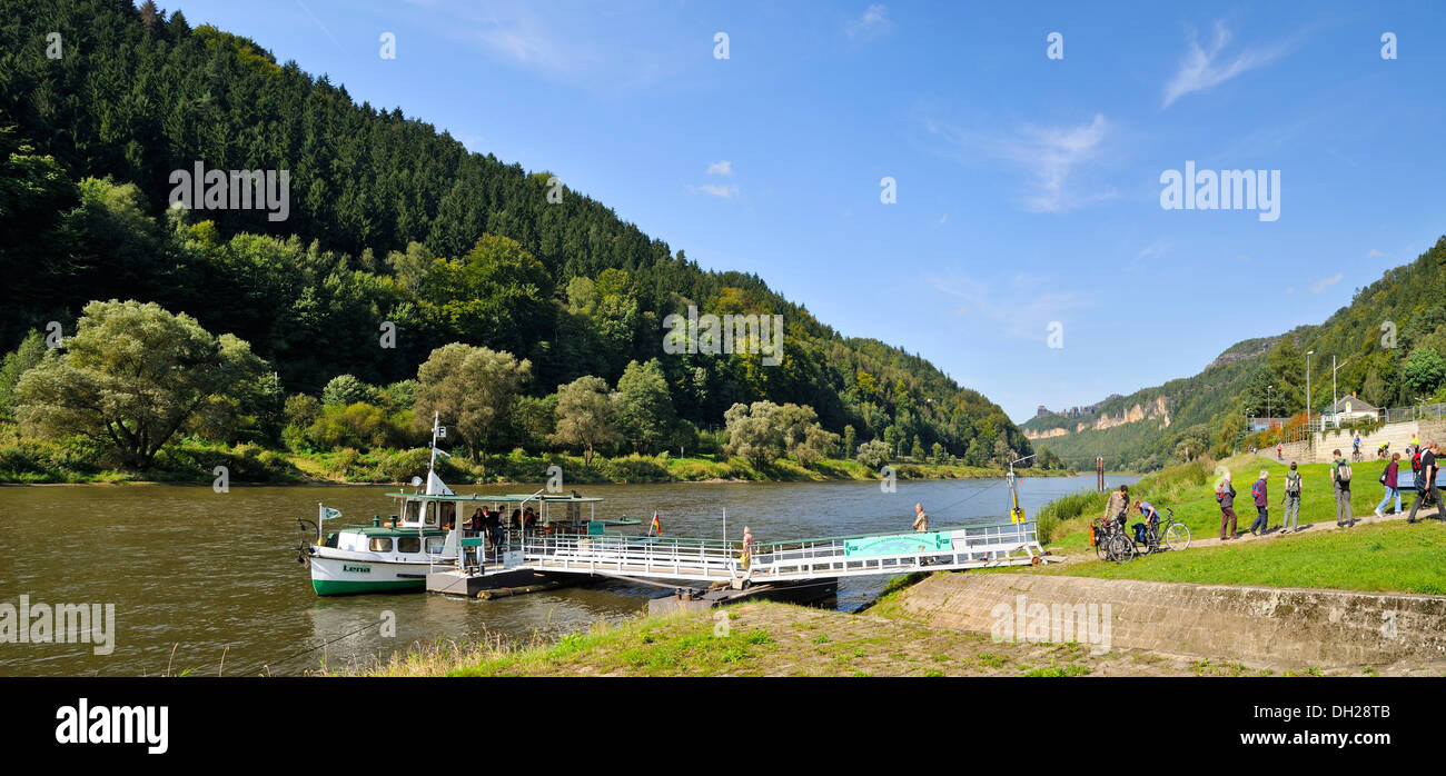 Ferry station, Schmilka-Hirschmuehle, Saxon Switzerland, Schmilka ...