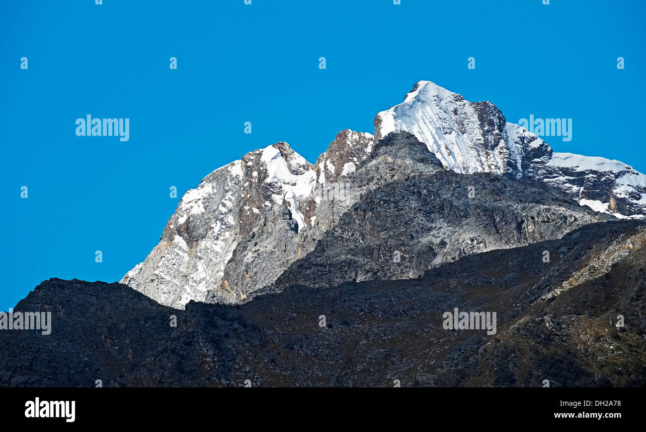 Summits of Churup above Cojup valley, Peruvian Andes, South America ...
